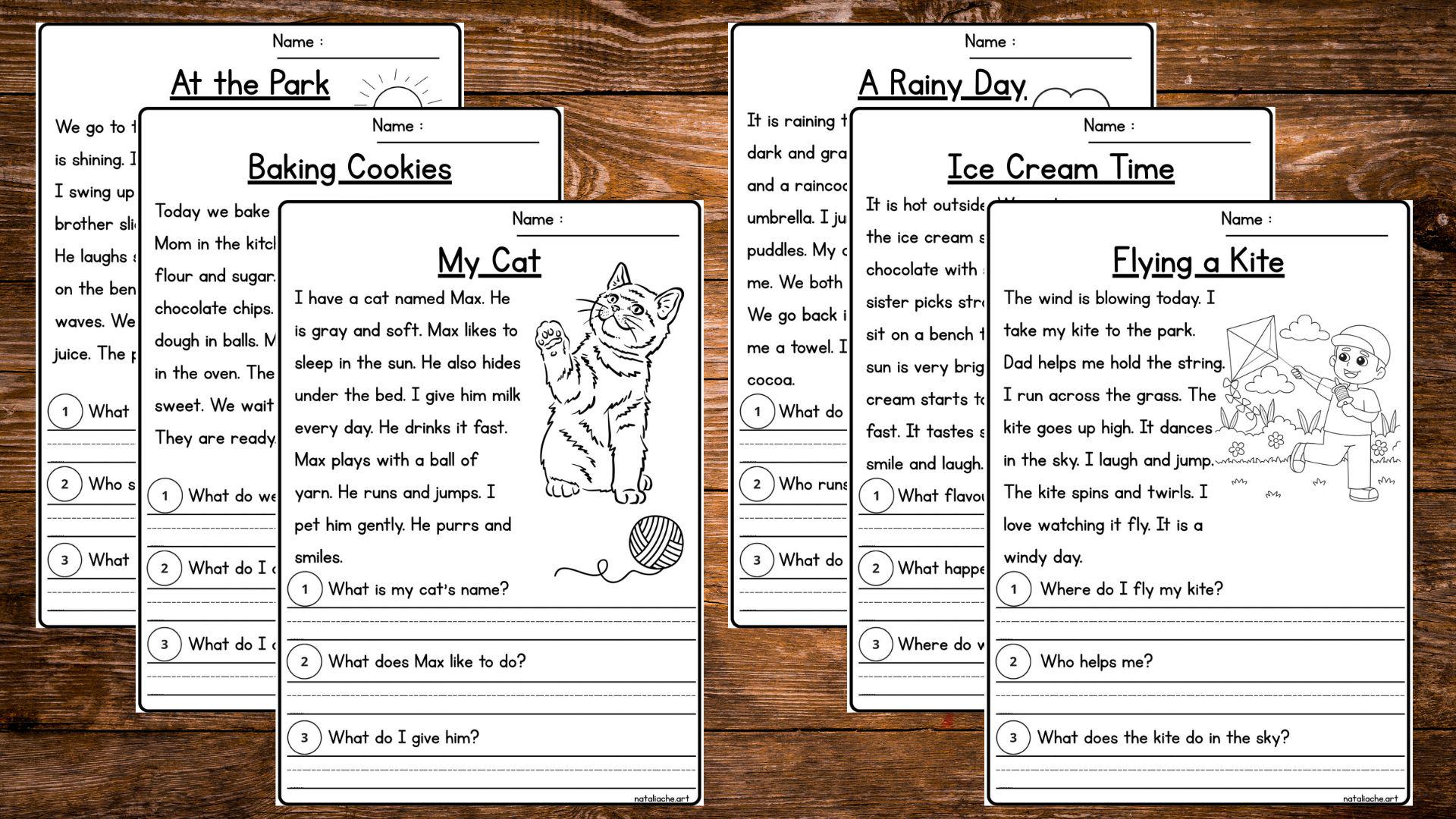 50 Kindergarten 1st Grade Reading Comprehension Passages Worksheets ...