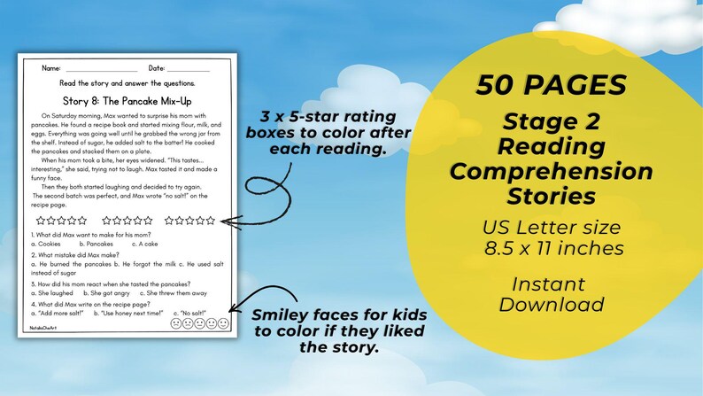 50 Stage 2 Reading Comprehension Stories for Kids. Fun Printable ...
