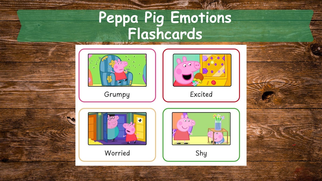 Peppa Pig Emotions Flashcards – 26 Printable Feelings Cards for Kids ...