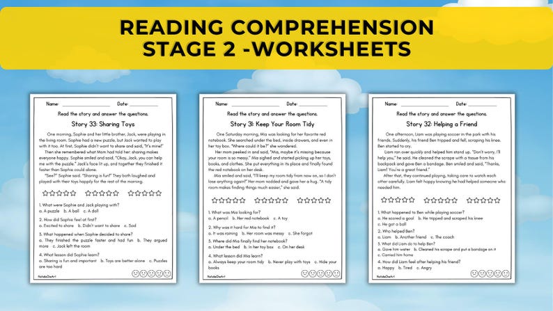 50 Stage 2 Reading Comprehension Stories for Kids. Fun Printable ...