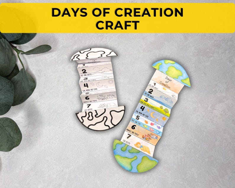 Days of Creation Folding Craft for Kids. Bible Craft Printable. Sunday ...