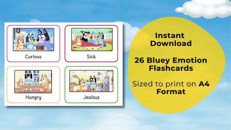 Bluey Emotions Flashcards – 26 Printable Feelings Cards for Kids ...