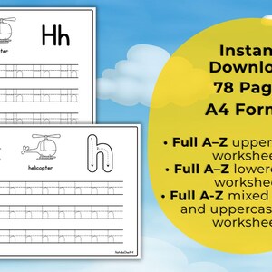 78 Alphabet Tracing Worksheets. Printable Letter Tracing Workbook ...