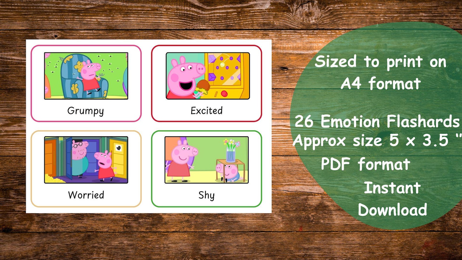 Peppa Pig Emotions Flashcards – 26 Printable Feelings Cards for Kids ...