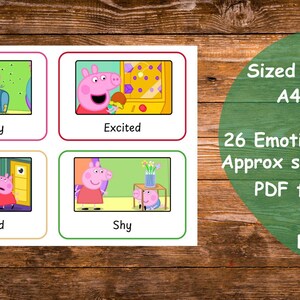 Peppa Pig Emotions Flashcards – 26 Printable Feelings Cards for Kids ...
