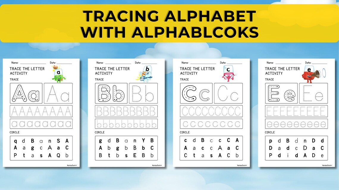 Alphablocks Alphabet Tracing & Coloring Worksheets. A–Z Uppercase and ...