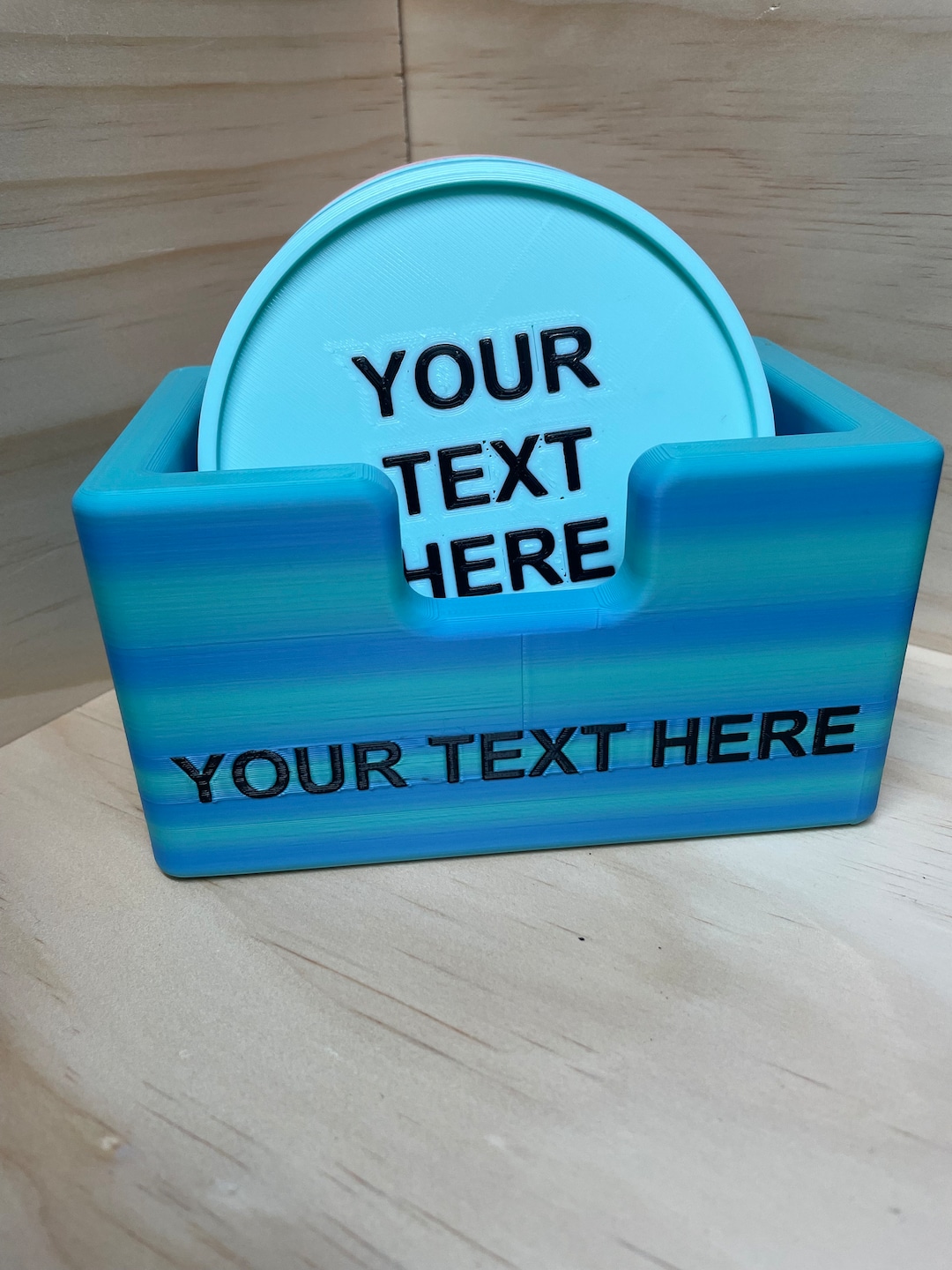 Personalized 3D Printed Coasters and Holder - Etsy