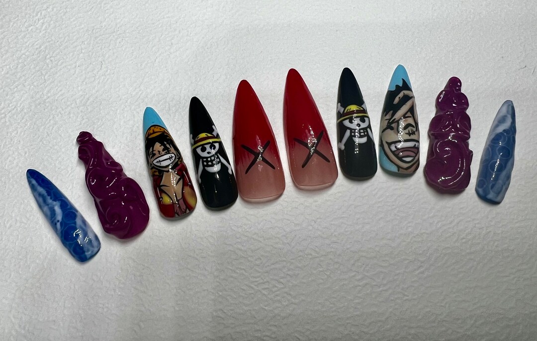 Press on Nails 3D One Piece Luffy - Etsy