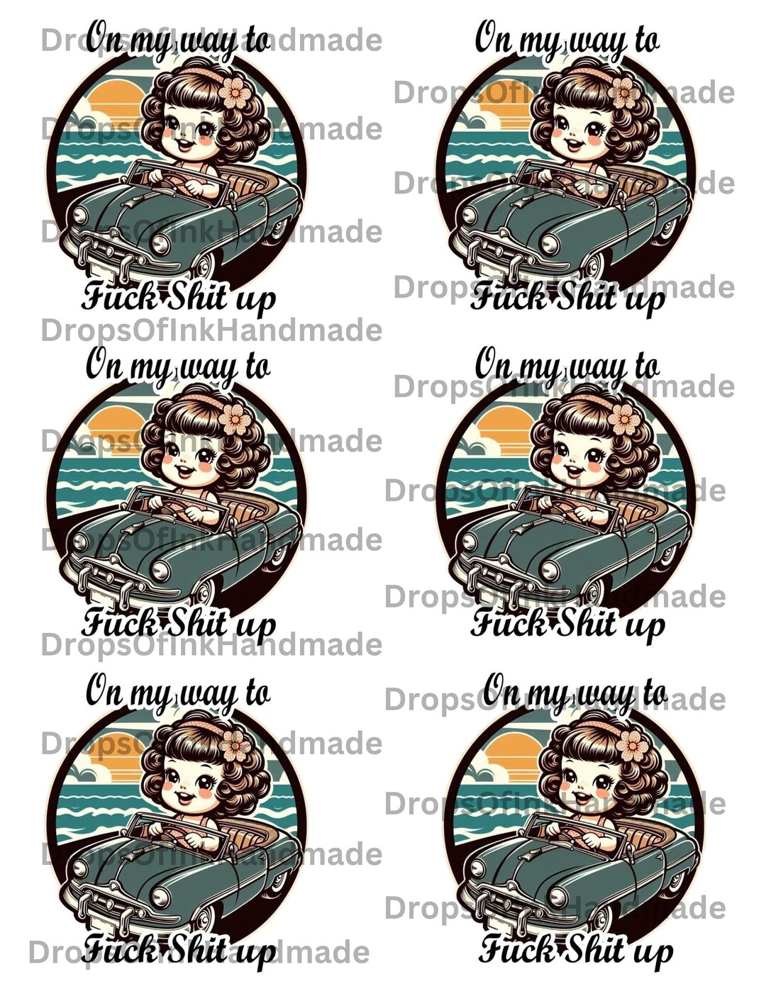 Girl in Car With Quote Handmade Sticker Used for Paper Crafting - Etsy