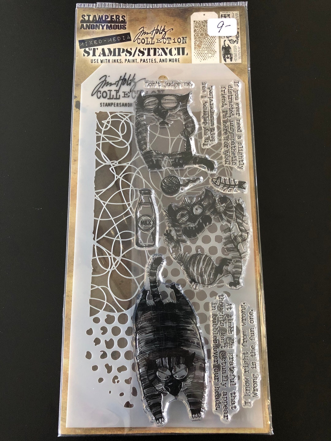 Tim Holtz Stampers Anonymous Stamp/stencil Snarky Cat - Etsy