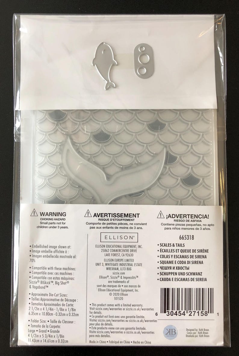 Sizzix Impresslits A2 Embossing Folder and Dies Title Scales & Tails ...