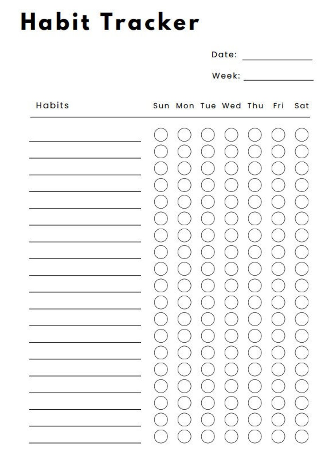 Habit Tracker Weekly Habit Tracker Habit Tracking PDF - Etsy