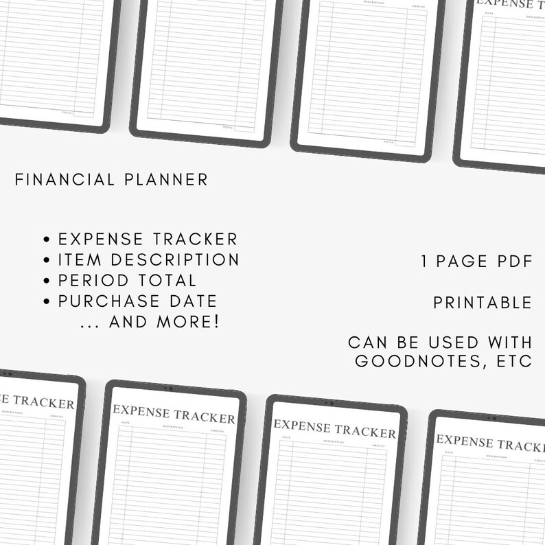 Printable Expense Tracker PDF One Page Budget Sheet for Daily Spending ...