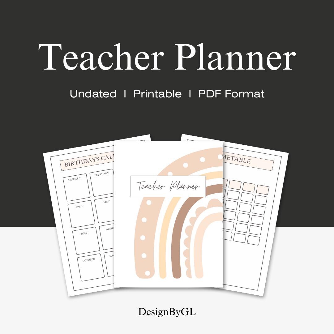 Teacher Planner Printable PDF School Planner Classroom Undated Lesson ...