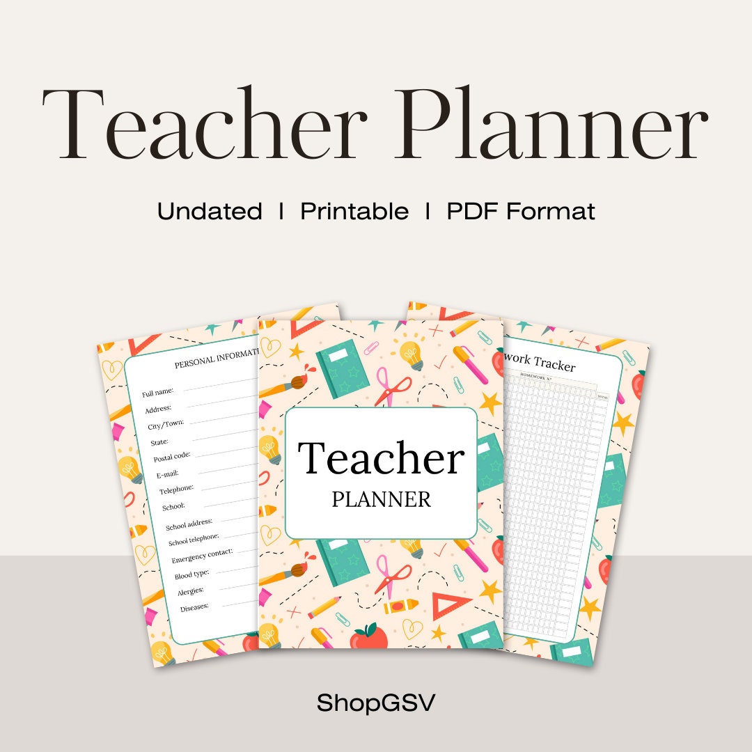 Teacher Planner Digital Lesson Plans Student Tracker Teacher Notes ...