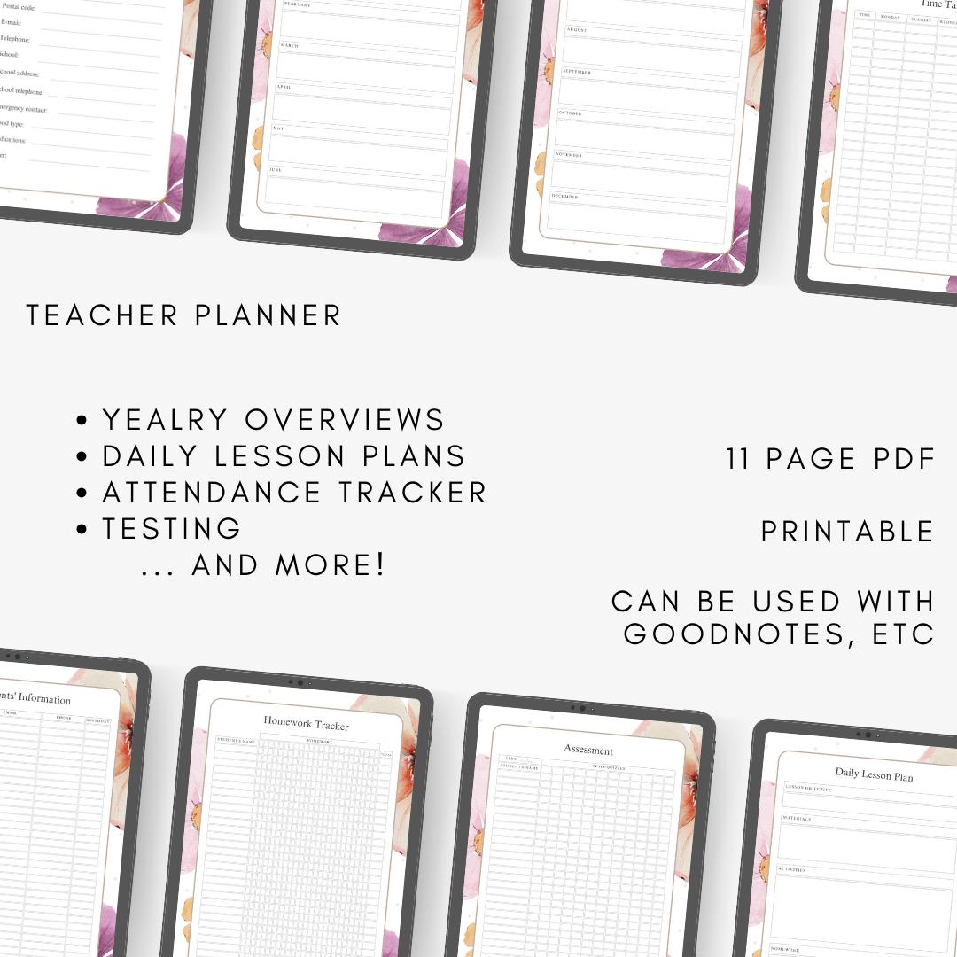 Teacher Planner Printable PDF School Planner Classroom Undated Lesson ...