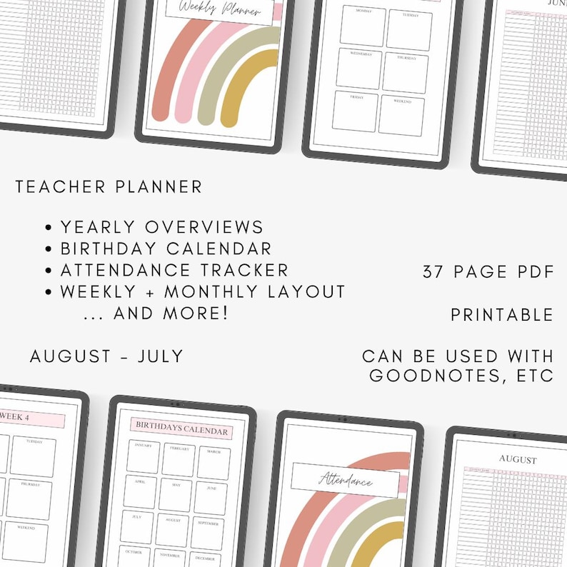 Teacher Planner Printable PDF School Planner Classroom Undated Lesson ...