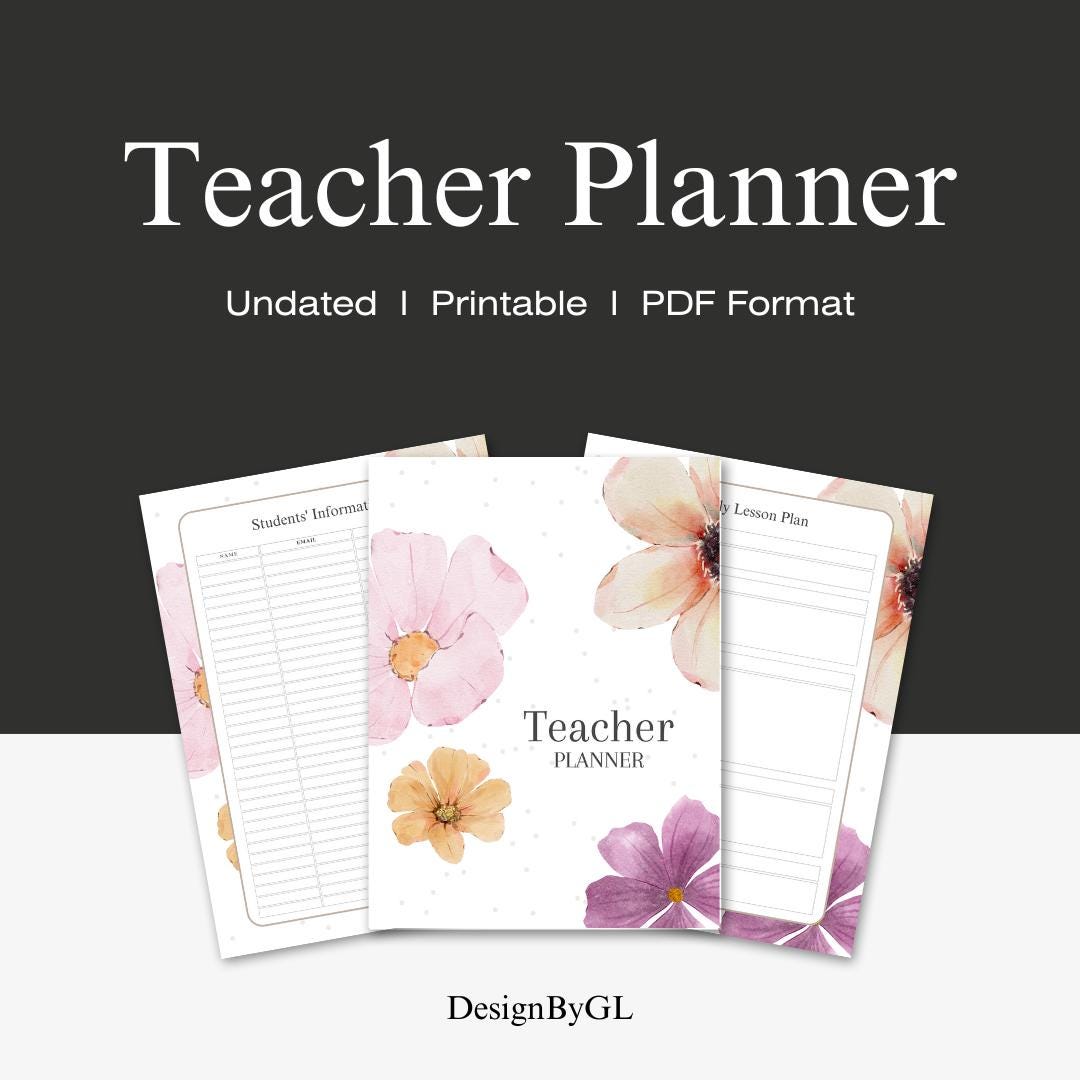 Teacher Planner Printable PDF School Planner Classroom Undated Lesson ...