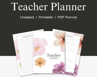 Teacher Planner Printable PDF School Planner Classroom Undated Lesson ...