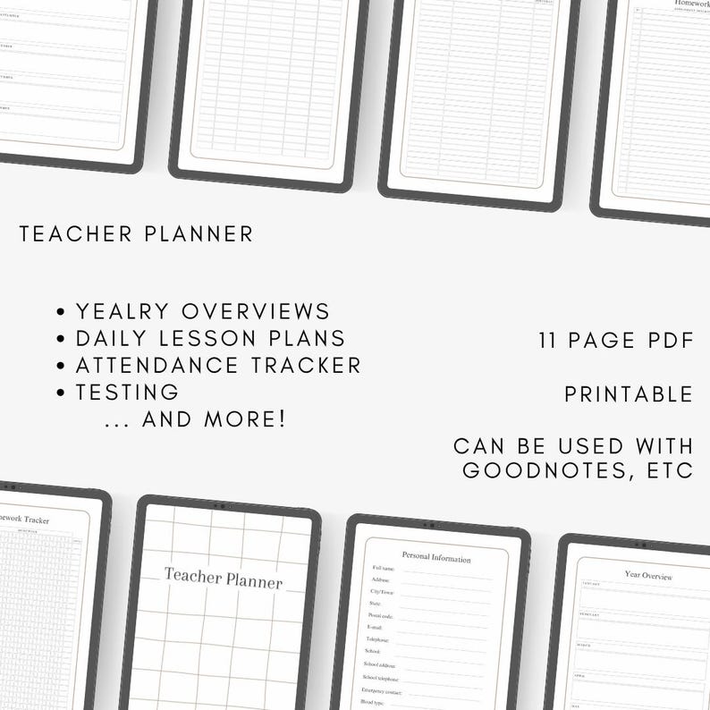 Lesson Plan Printable Teacher Planner Elementary School Planner ...