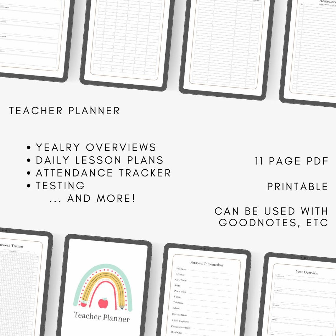 Teacher Planner Printable PDF School Planner Classroom Undated Lesson ...