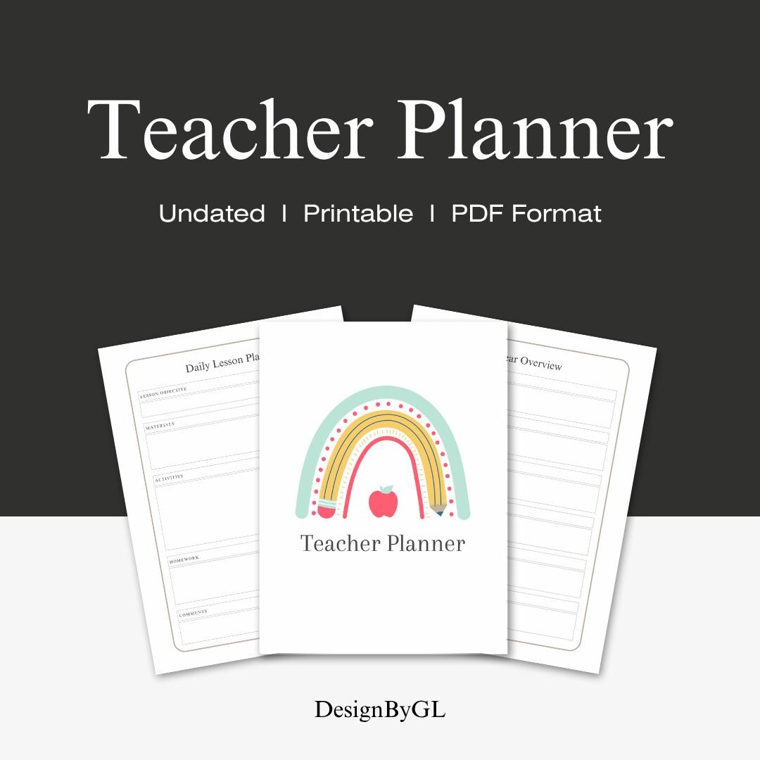 Teacher Planner Printable PDF School Planner Classroom Undated Lesson ...