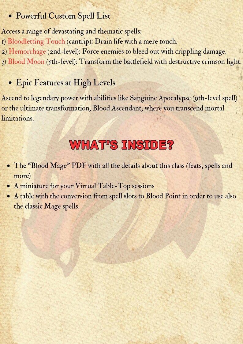 THE BLOOD MAGE - A D&D Homebrew Class - Etsy