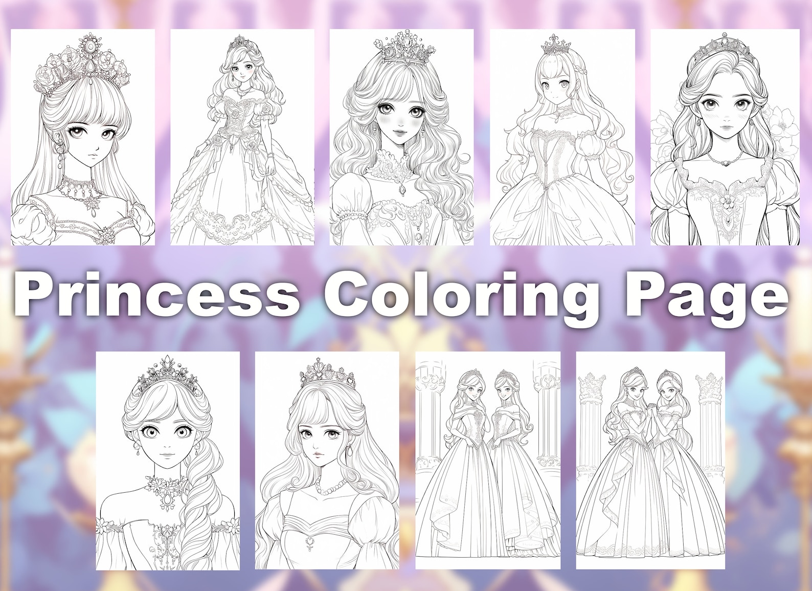 Princess Coloring Page, Anime Coloring Page, Anime Princess Color Page ...