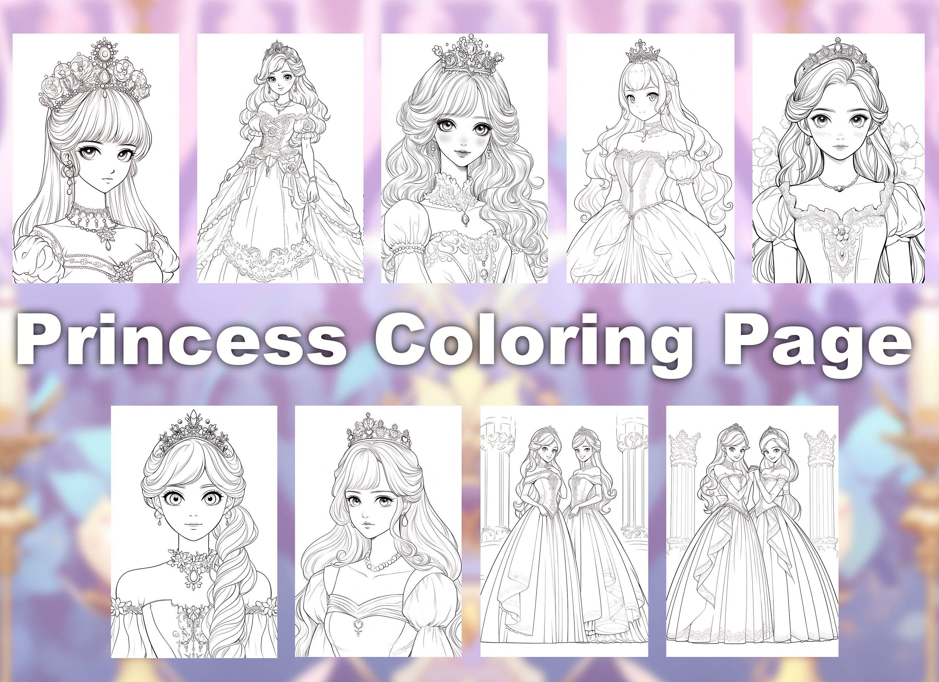 Princess Coloring Page, Anime Coloring Page, Anime Princess Color Page ...