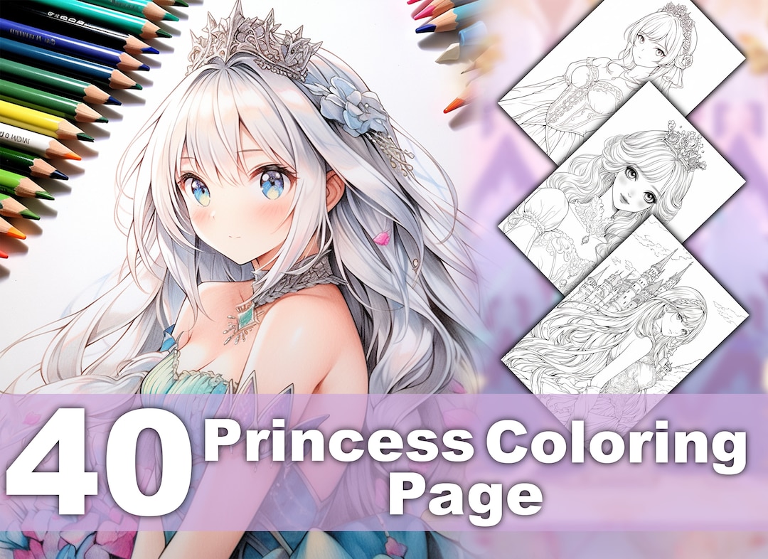 Princess Coloring Page, Anime Coloring Page, Anime Princess Color Page ...