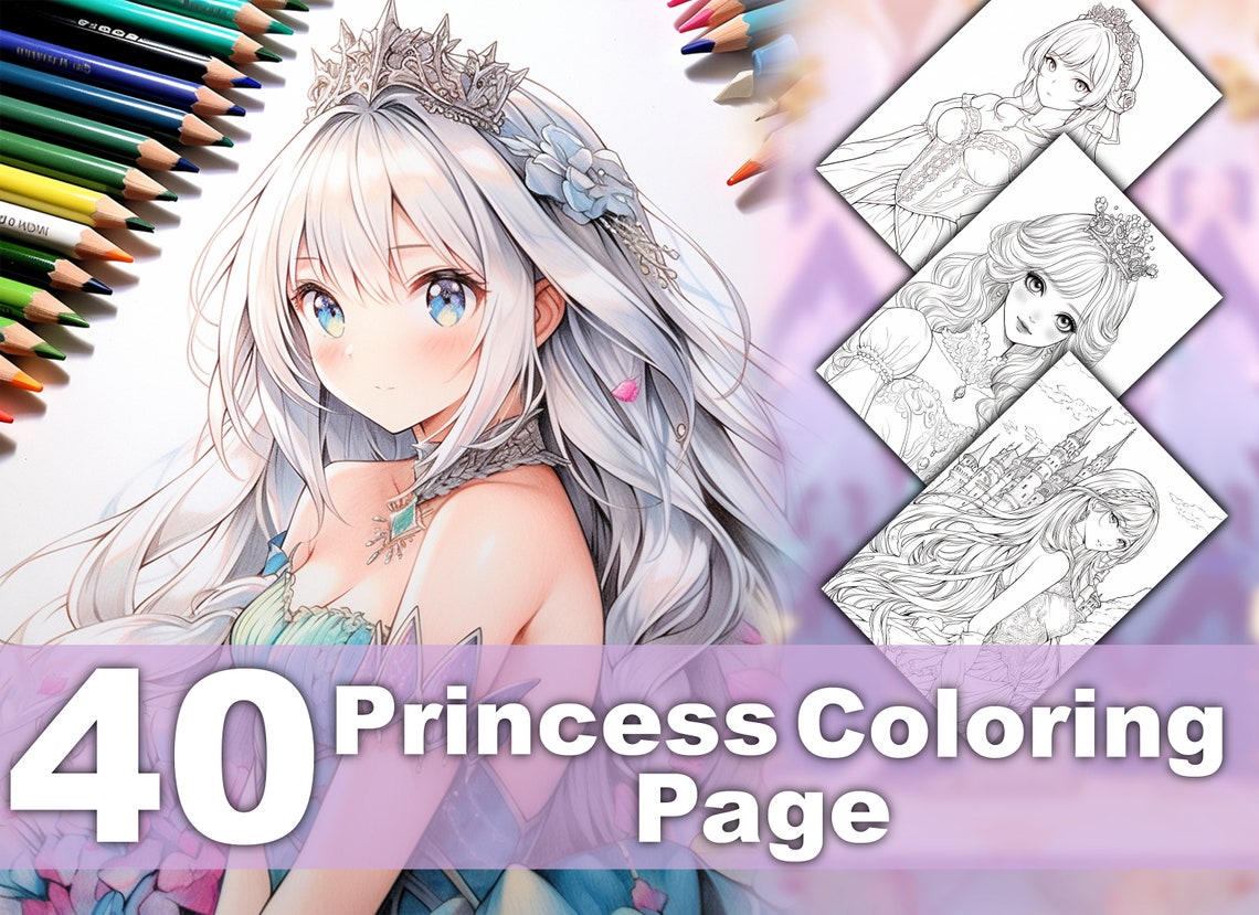 Princess Coloring Page, Anime Coloring Page, Anime Princess Color Page ...