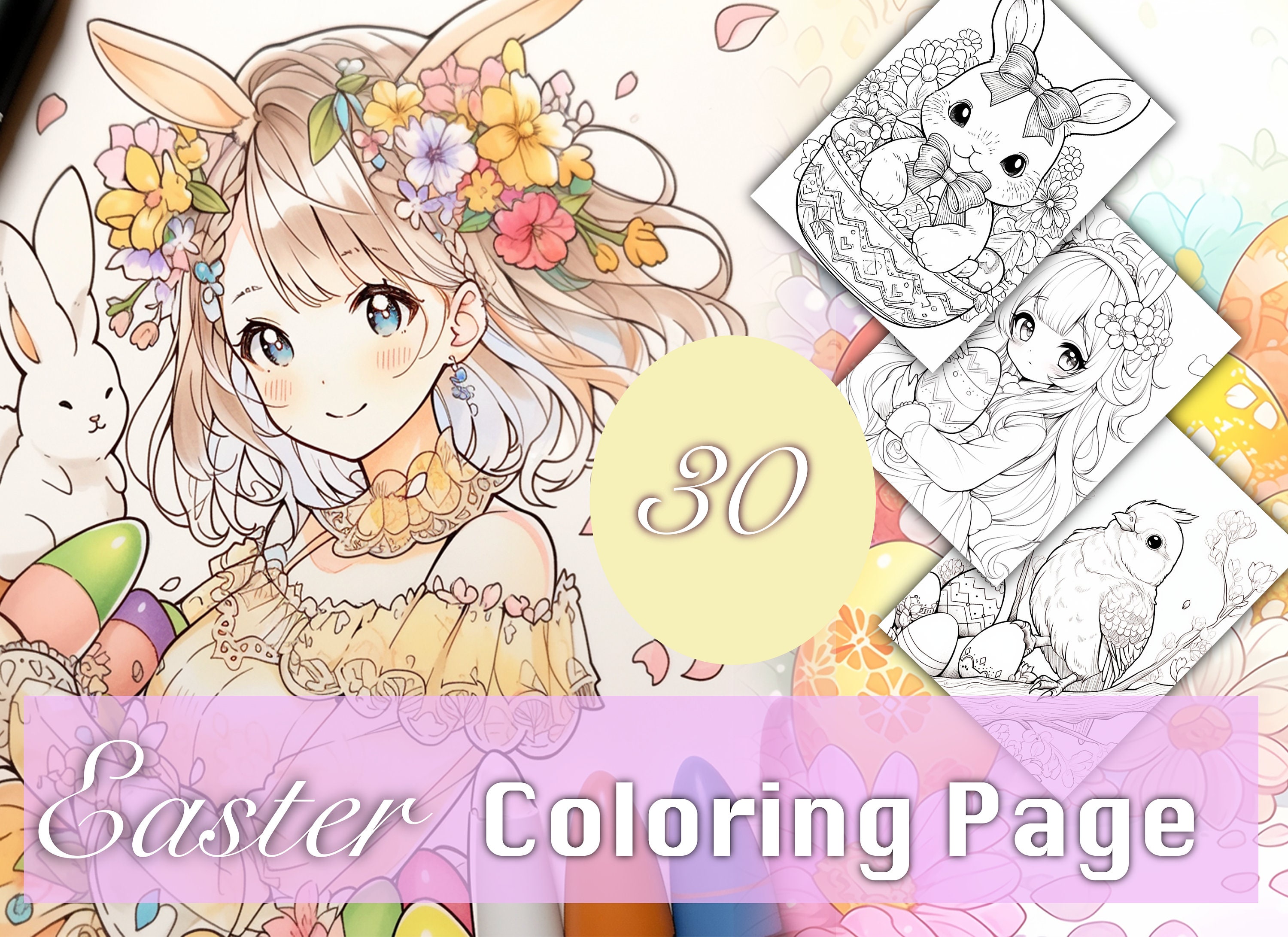 30 Easter Coloring Page, Anime Easter Coloring Page, Easter Spring ...