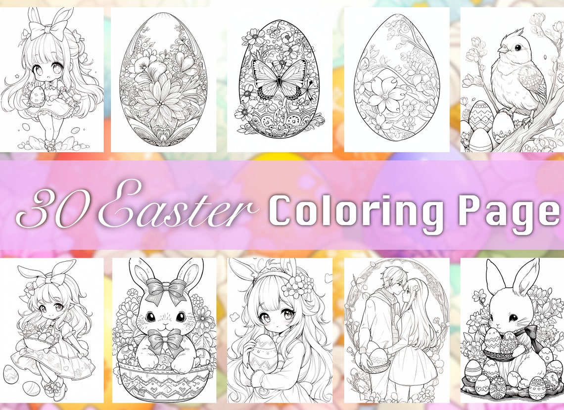 30 Easter Coloring Page, Anime Easter Coloring Page, Easter Spring ...