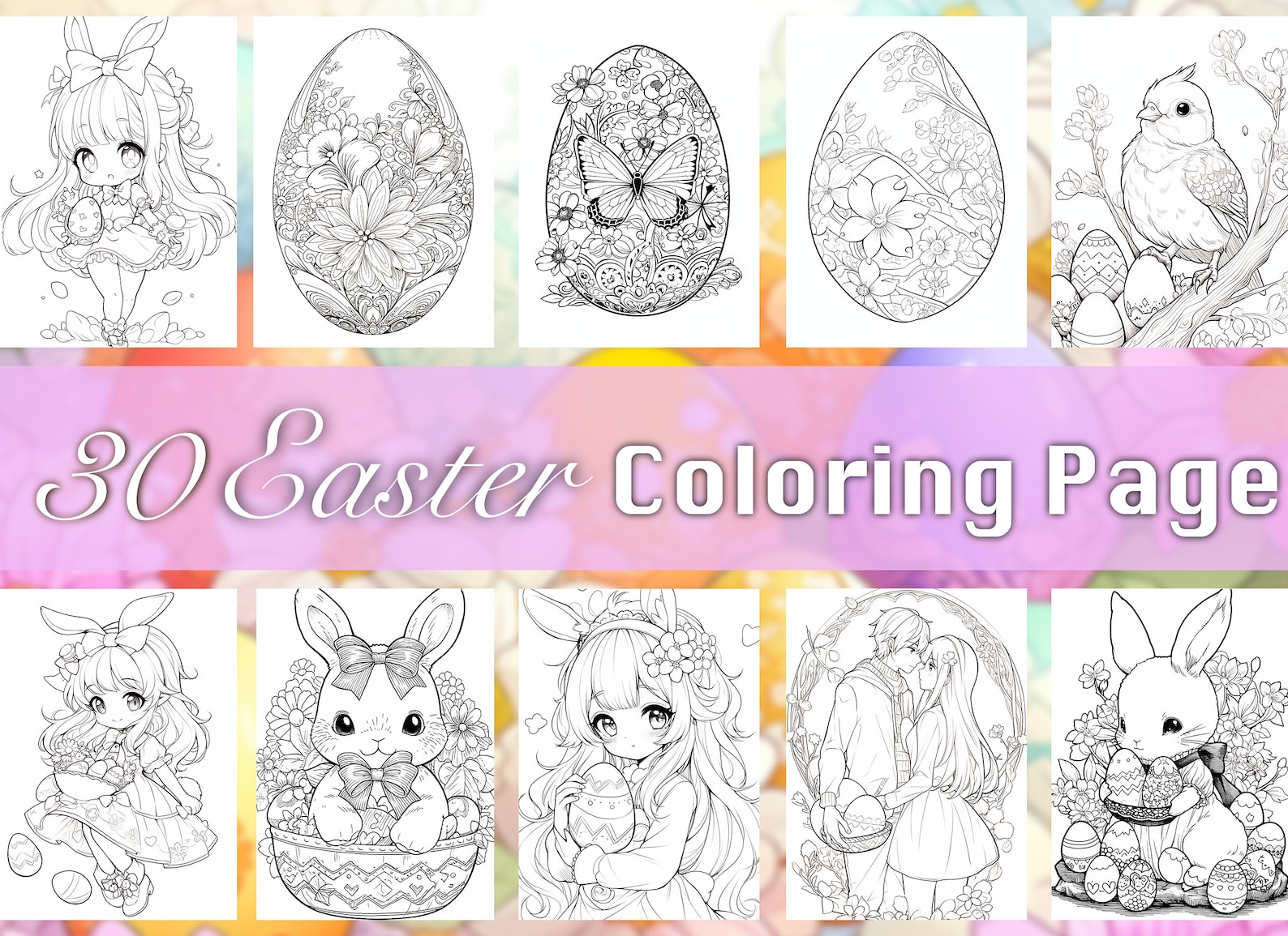 30 Easter Coloring Page, Anime Easter Coloring Page, Easter Spring ...