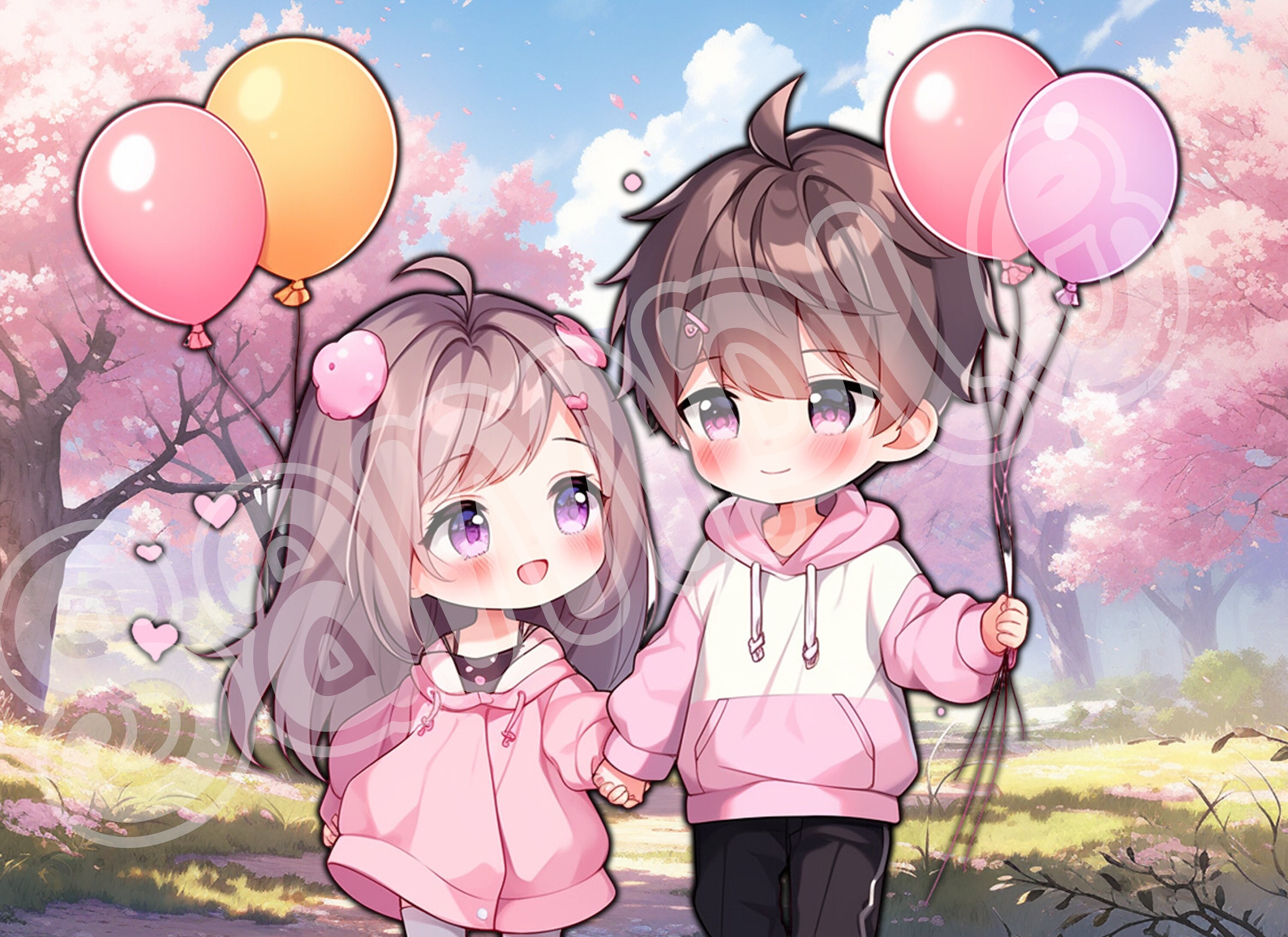 60 Anime Chibi Couple Themed Clipart, Clipart Bundle, 14 Clipart ...