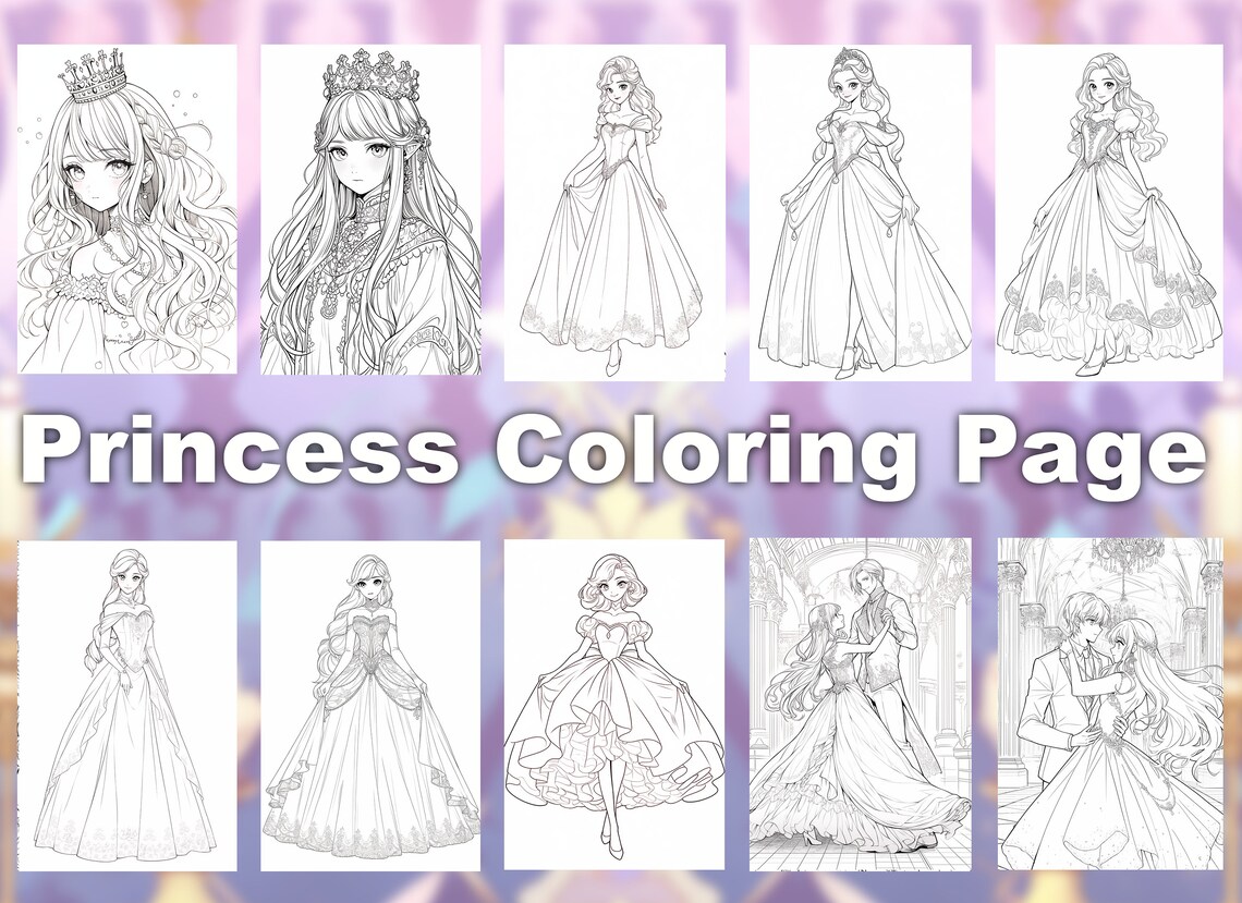 Princess Coloring Page, Anime Coloring Page, Anime Princess Color Page ...