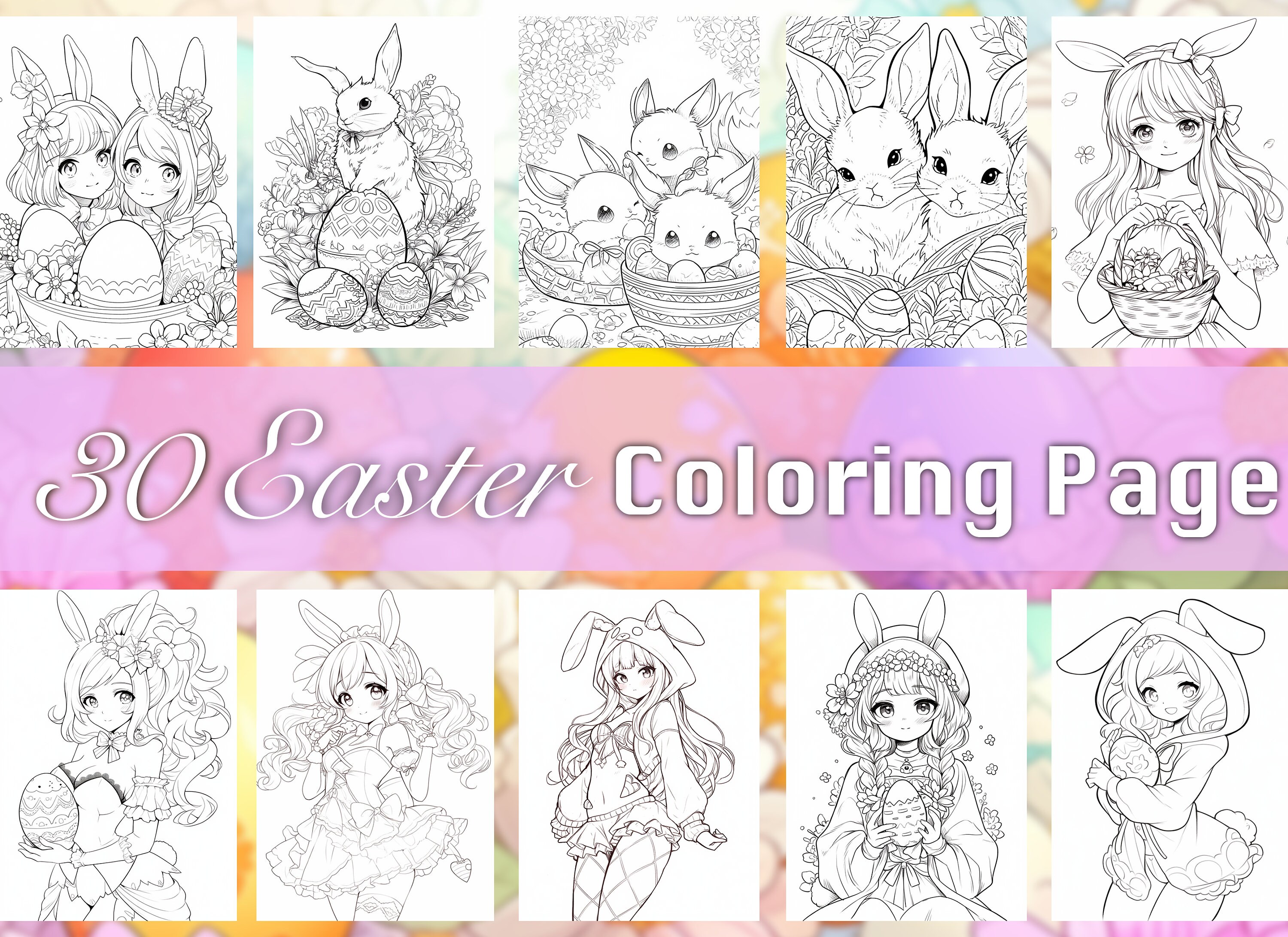 30 Easter Coloring Page, Anime Easter Coloring Page, Easter Spring ...