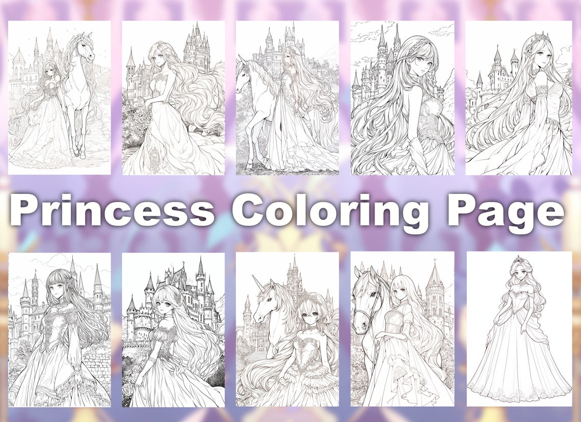 Princess Coloring Page, Anime Coloring Page, Anime Princess Color Page ...