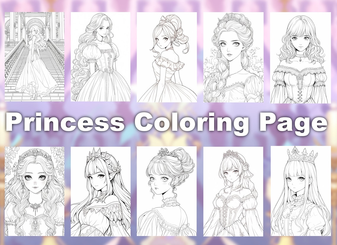 Princess Coloring Page, Anime Coloring Page, Anime Princess Color Page ...