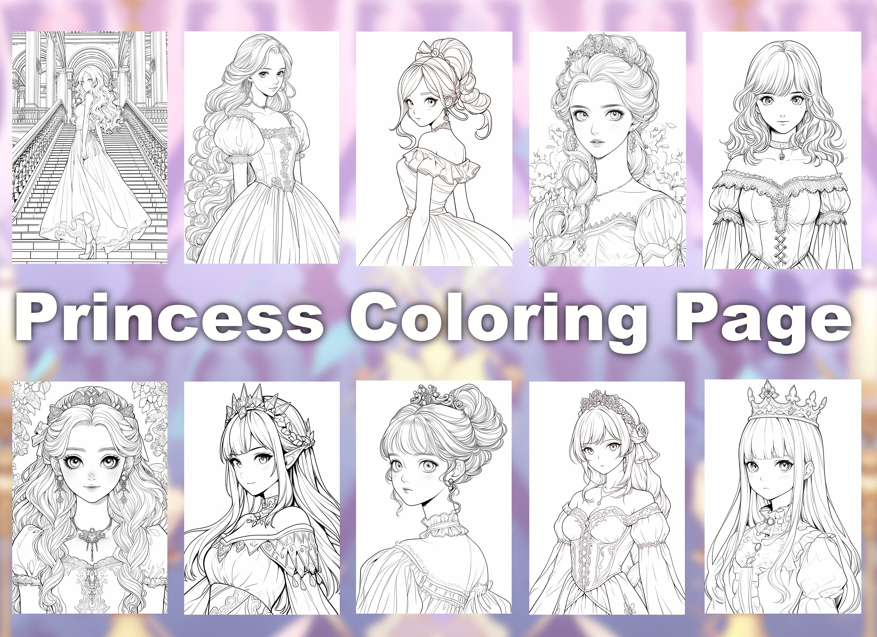 Princess Coloring Page, Anime Coloring Page, Anime Princess Color Page ...