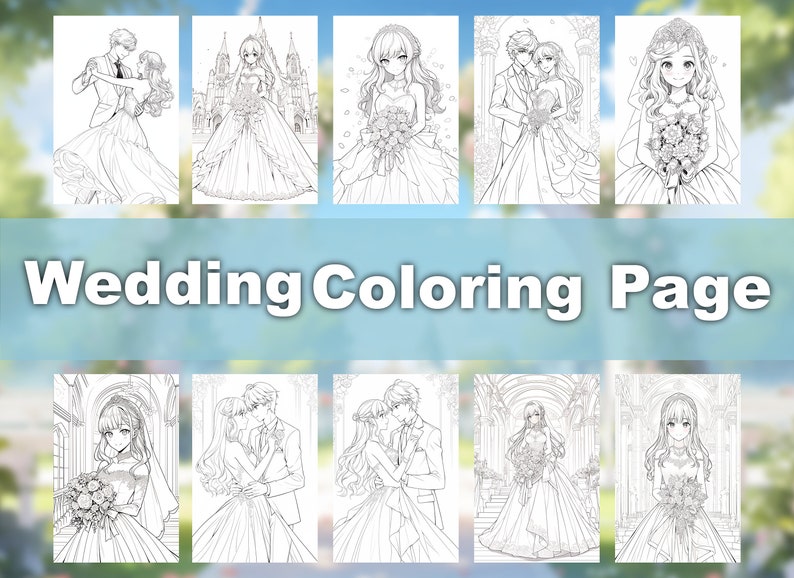 Anime Wedding 40 Coloring Pages, Cute Wedding Coloring Book, Coloring ...