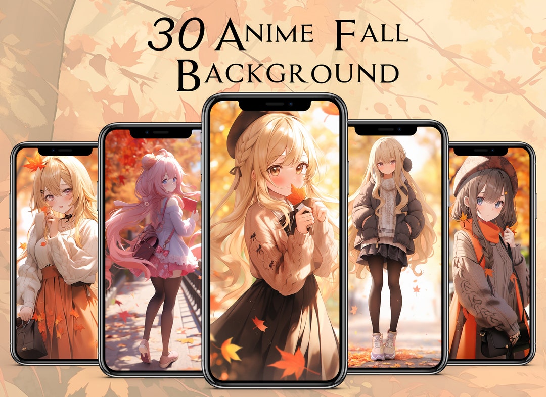 Fall Wallpaper, Anime Fall Wallpaper, iPhone Background, Digital ...