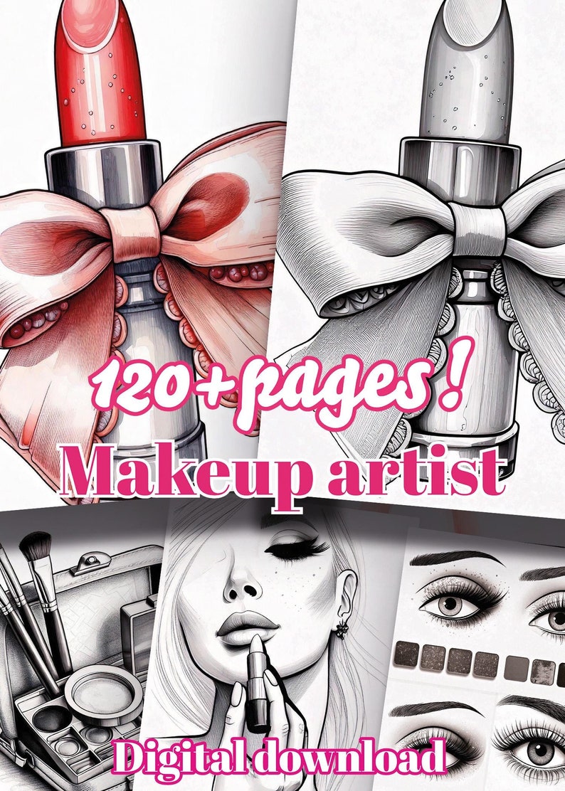 Makeup Artist Coloring Pages: 120+ Faces & Tools (digital Download) - Etsy