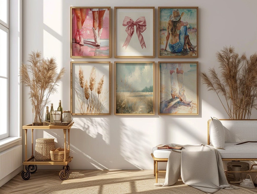 Coquette Print Set Wall Art Coastal Cowgirl PRINTABLE Set Trendy Girl ...