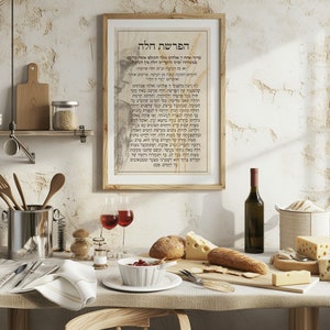 Hafrashat Challah Hebrew Printable Blessing Card Jewish Separation of ...