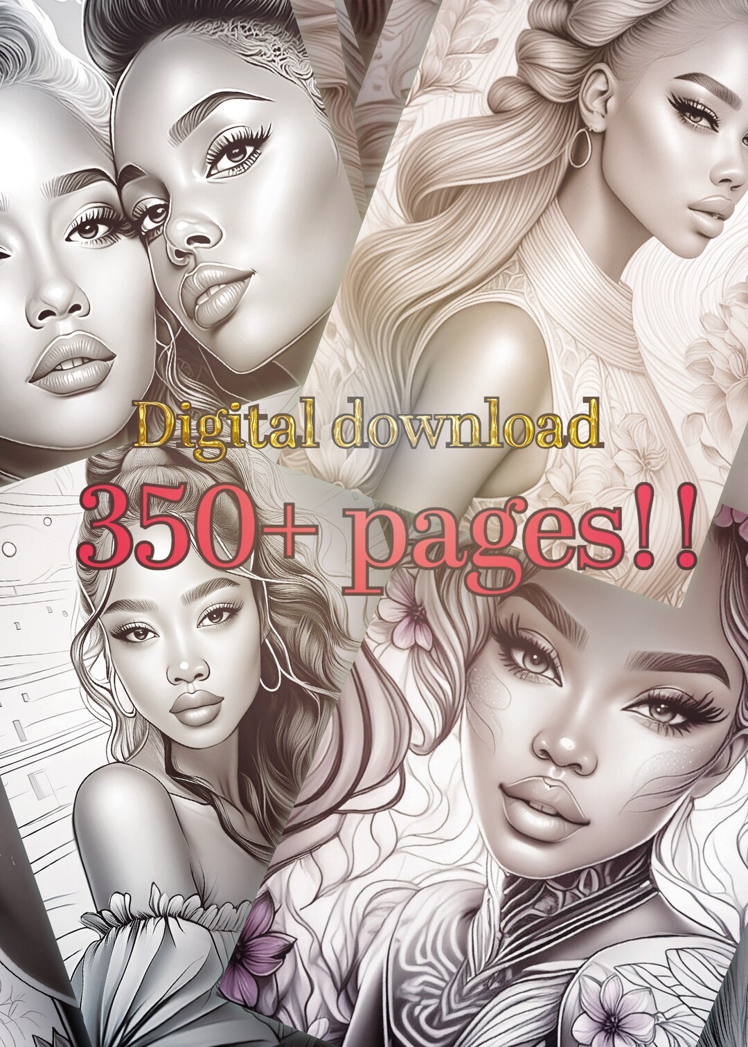 350+pages!! Coloring Book DIGITAL DOWNLOAD Shades of Black Beauty ...