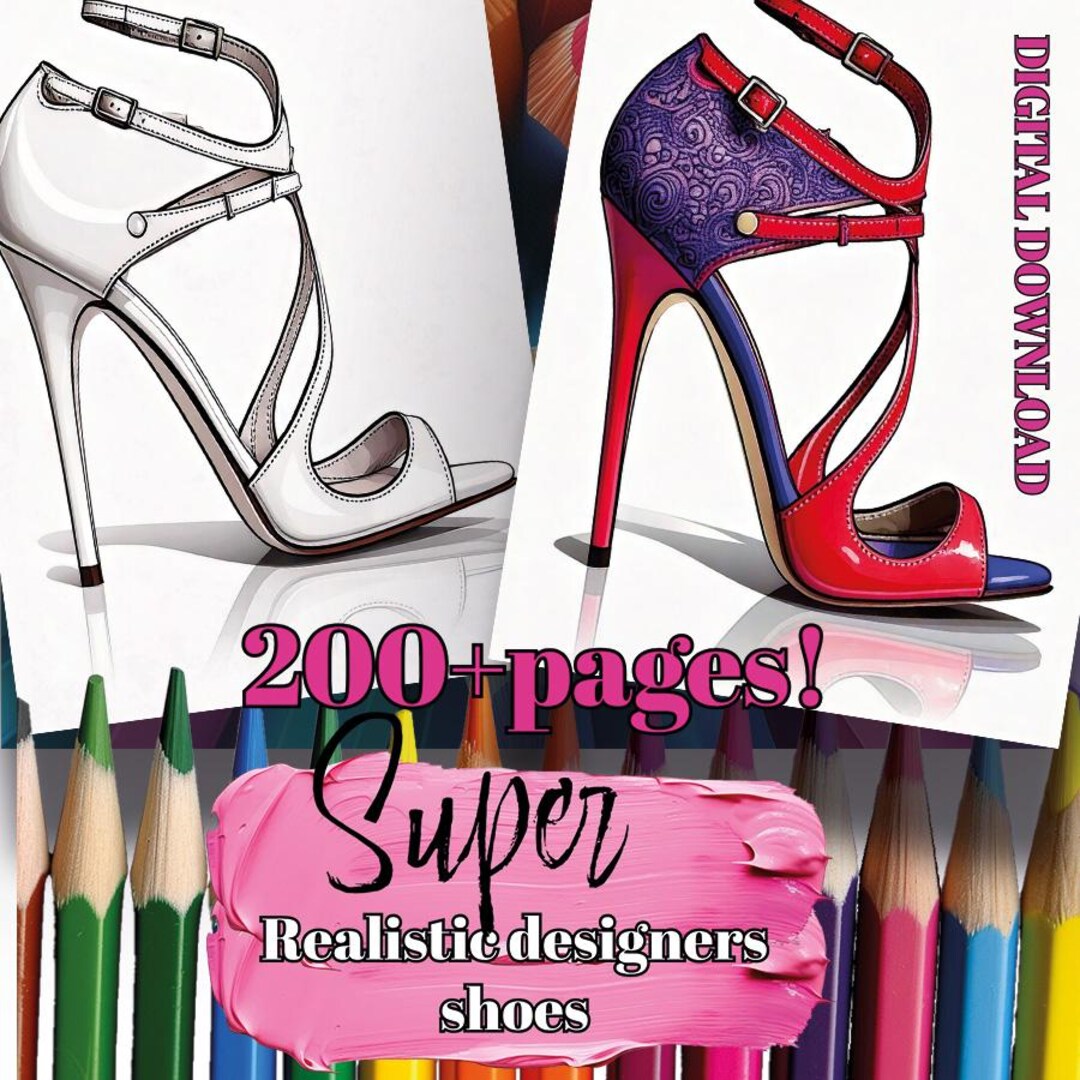 Girls PRINTABLE Coloring Pages High Heel Designer Shoes DIGITAL ...