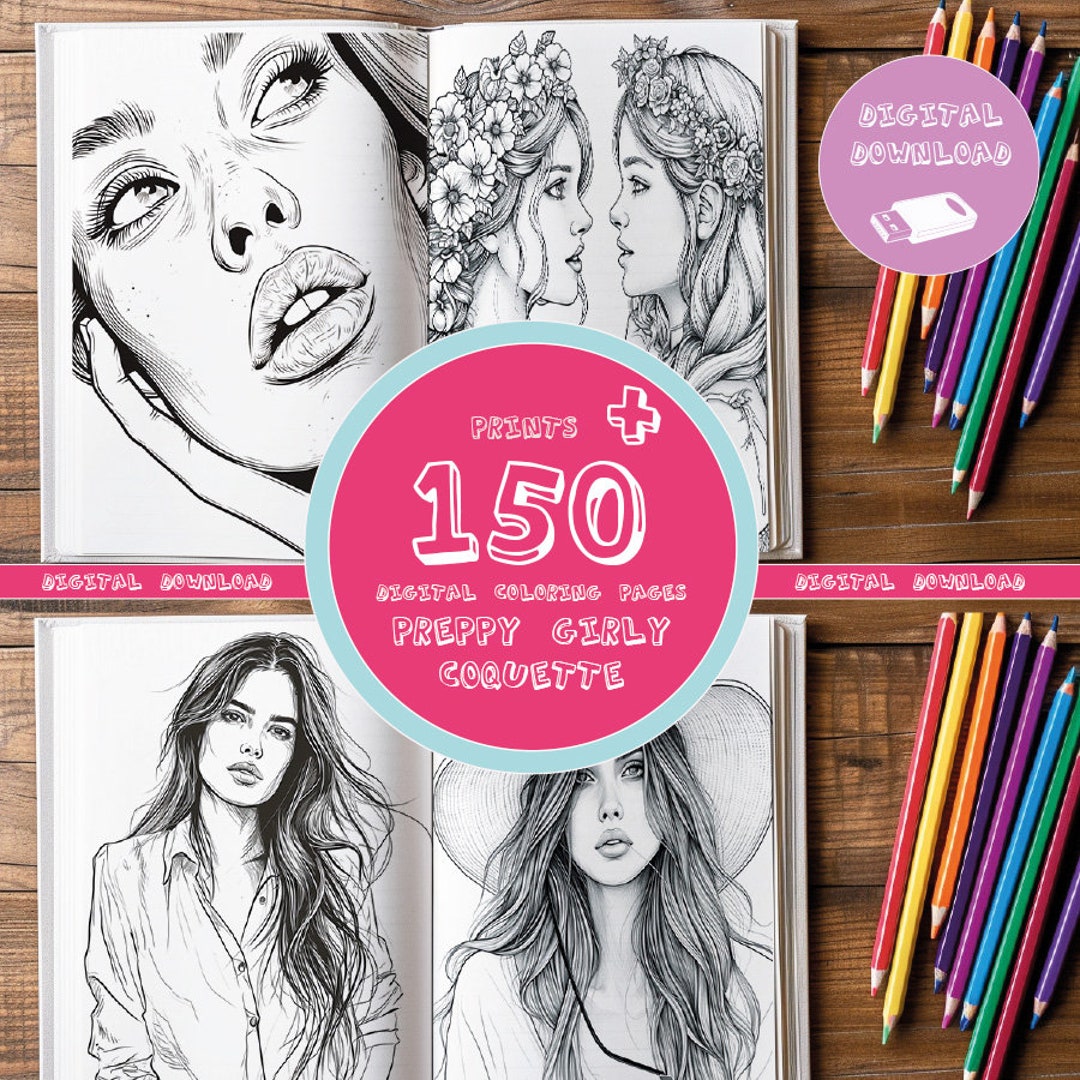 Coloring Pages PRINTABLE Preppy Coloring Book DIGITAL Download Birthday ...