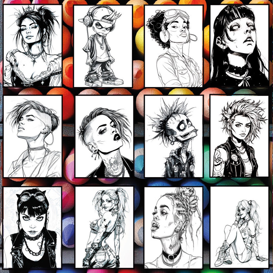 Coloring Pages Bundle Punk Rock Grunge Coloring Book DIGITAL DOWNLOAD ...