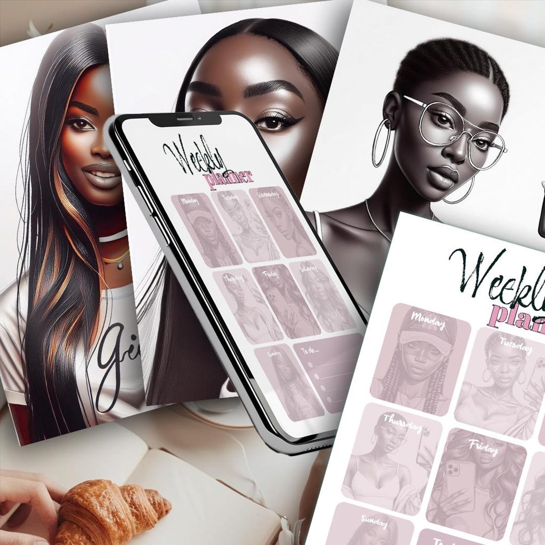 PRINTABLE Weekly Planner Black Women Print DIGITAL DOWNLOAD Black Girl ...